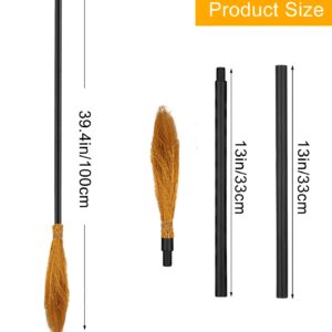 Medoore 2 Pack Halloween Witch Broom Plastic Witch Broomstick Cosplay Broom Props, Realistic Wizard Flying Broom Stick Accessory for Costumes