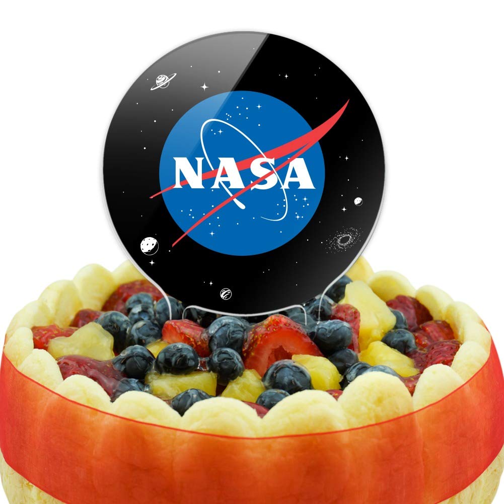 Acrylic NASA Official Meatball Logo Cake Topper Party Decoration for Wedding Anniversary Birthday Graduation