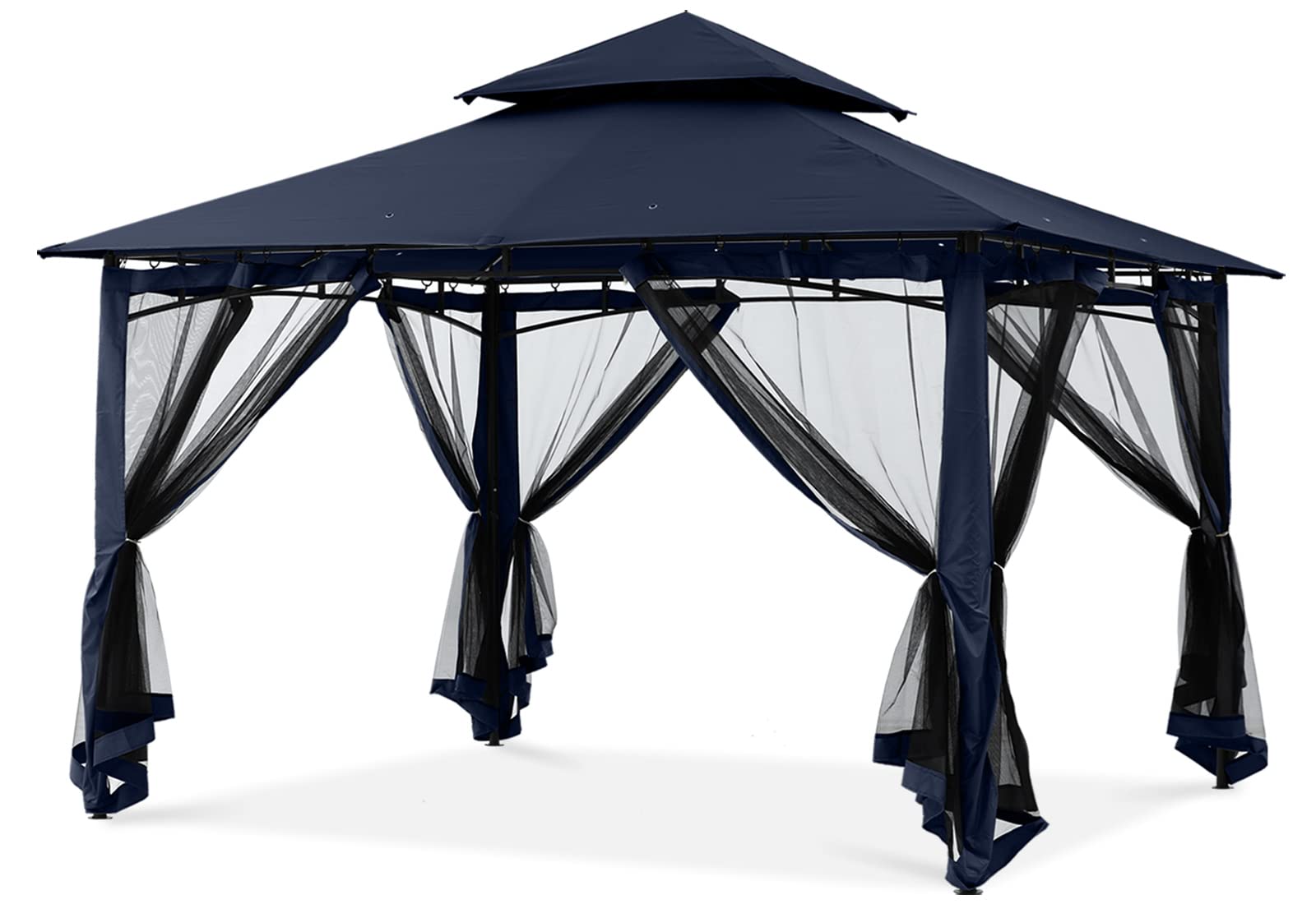 MASTERCANOPY Outdoor Garden Gazebo for Patios with Stable Steel Frame and Netting Walls (10x10,Navy Blue)