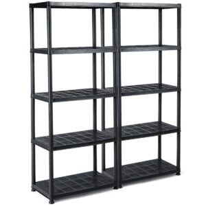 giantex 2 pieces 5-tier ventilated shelving storage rack, free standing multi-use shelf unit, no tools required, 36”l x 18”w x 73”h