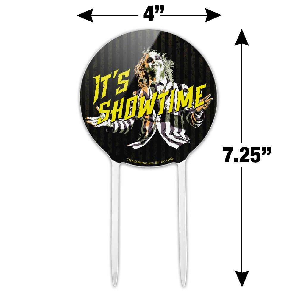 Acrylic Beetlejuice It's Showtime Cake Topper Party Decoration for Wedding Anniversary Birthday Graduation