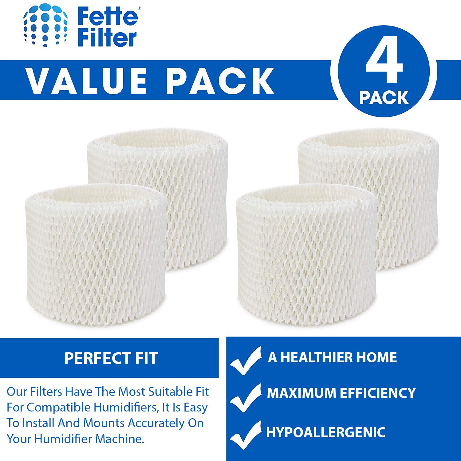 Humidifier Filter Replacement Compatible Protec, Kaz & Vicks Humidifier Replacement Filter Model WF2 | Protec Humidifier Filter, Vicks Starry Night Humidifier Filter Includes 4 Filters