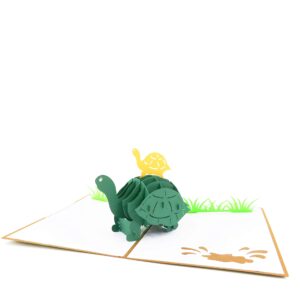 pop card express turtle theme 3d pop up greeting card - mother's day card, thank you mom card, father's day card, thank you dad card (turtles pop up card)