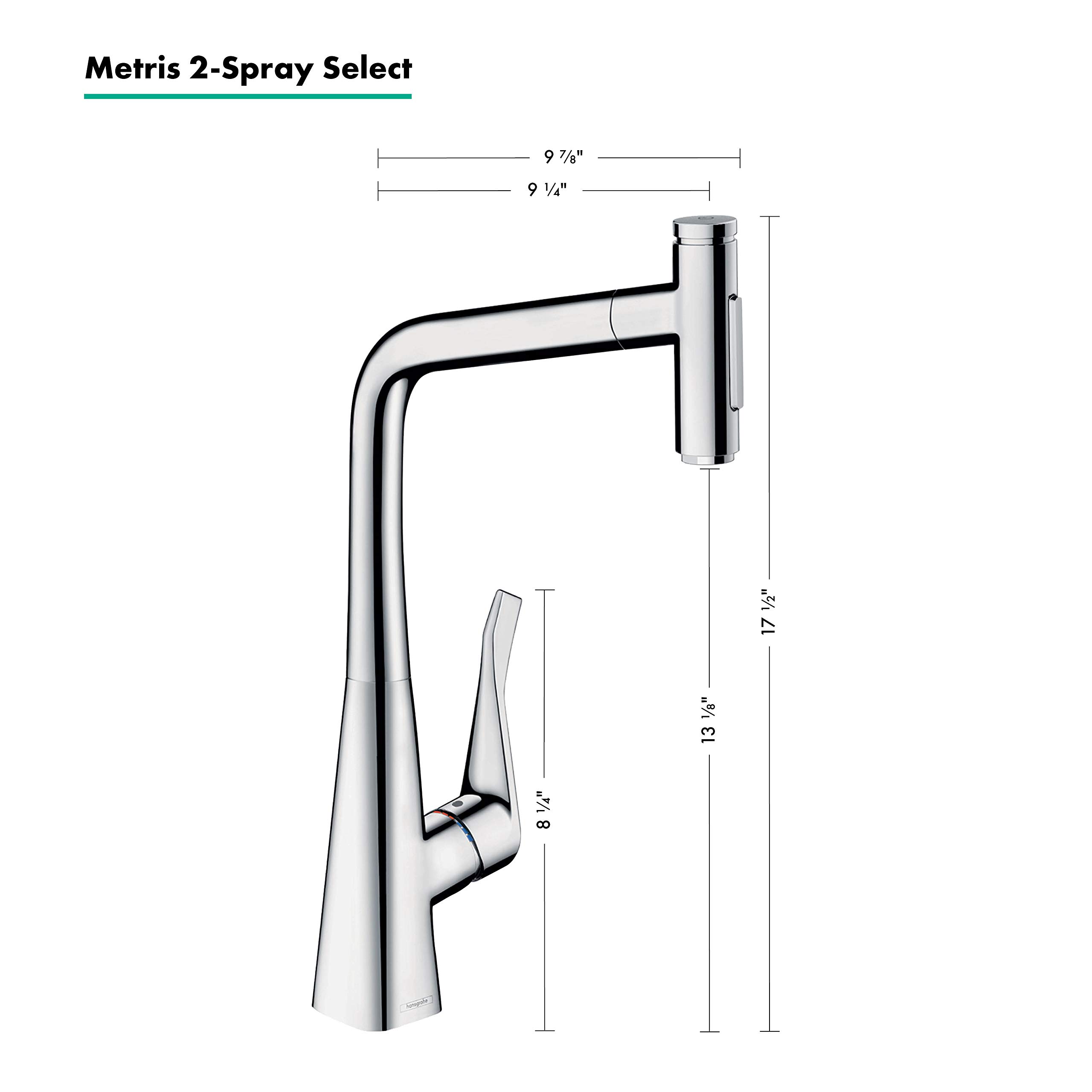 hansgrohe Metris Select Chrome Single-Handle Kitchen Faucet, Kitchen Faucets with Pull Out Sprayer, Faucet for Kitchen Sink, Chrome 73820001