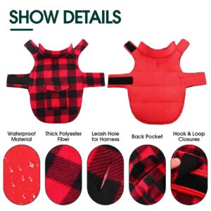 Kuoser Dog Winter Coat, Windproof Dog Fleece Jacket British Style Plaid Cold Weather Dog Vest Coats, Reversible Cozy Warm Dog Clothes Pet Apparel for Large Size Dogs XL