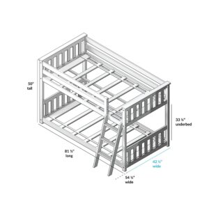 Max & Lily Twin Over Twin Low Bunk Bed with Ladder, Wooden Bunk beds with 14” Safety Guardrail for Kids,Toddlers, Boys, Girls, Teens, Bedroom Furniture, Clay