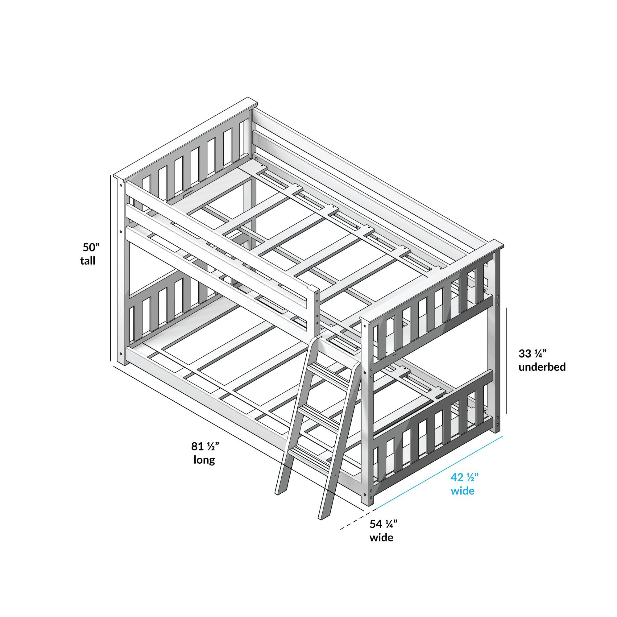 Max & Lily Twin Over Twin Low Bunk Bed with Ladder, Wooden Bunk beds with 14” Safety Guardrail for Kids,Toddlers, Boys, Girls, Teens, Bedroom Furniture, Clay