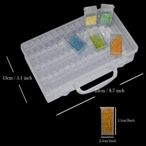 64 Grids Diamond Painting Drill Storage Container, Beads Organizer Storage Case with 28 grids plastic box and Label (64 Slots)