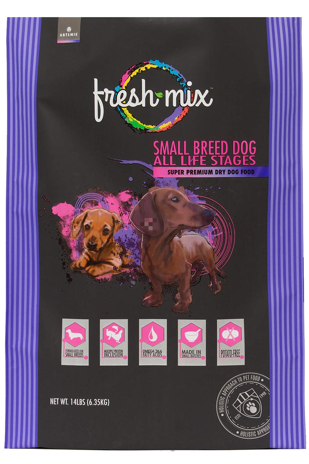 ARTEMIS Fresh Mix Dry Dog Food – Premium Meat Recipe Health Nutrition Protein Omega 3 6 Medium Large Adult Puppy All Life Stages 4lb Bag