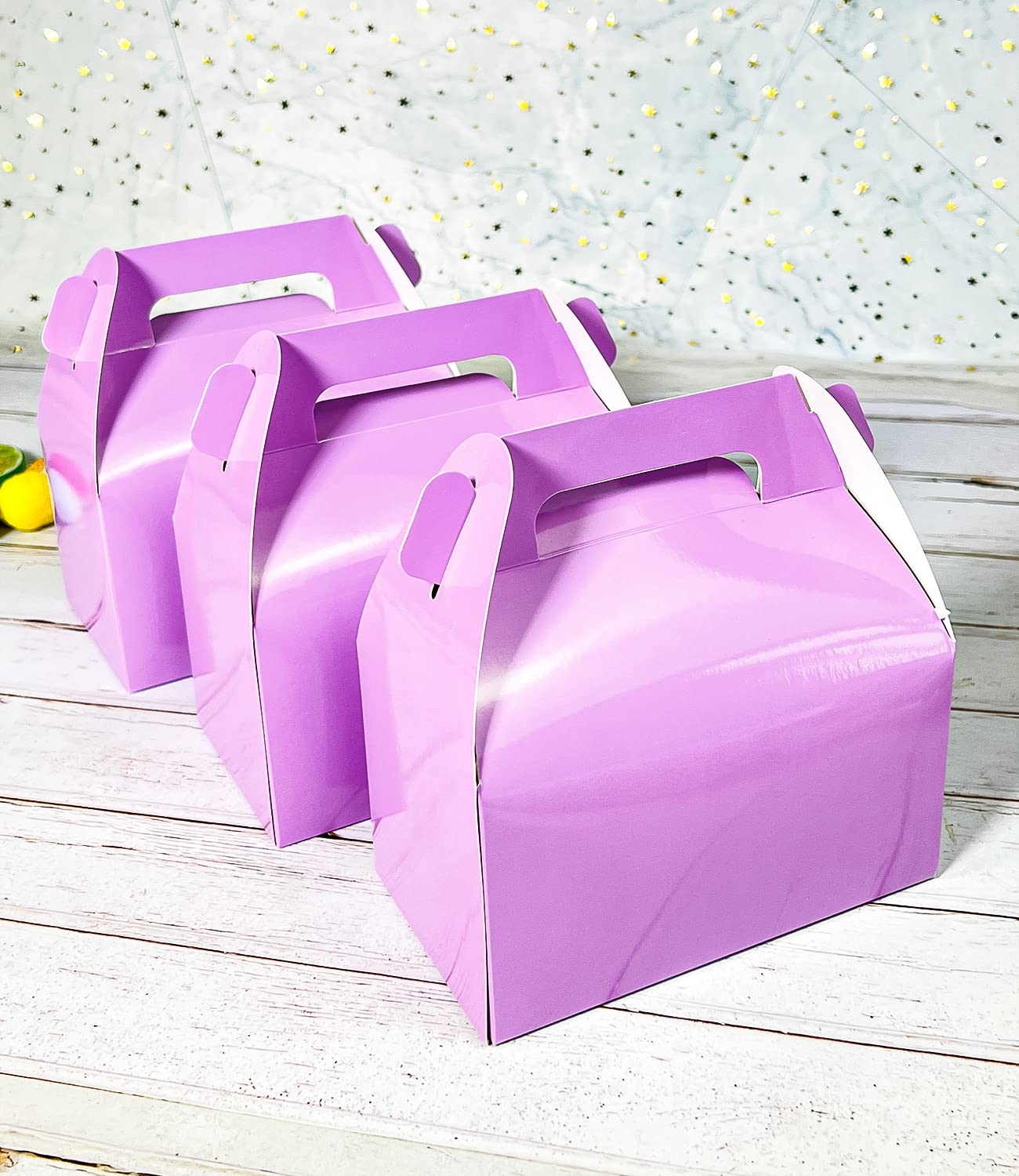 ONE MORE 25-Pack Gable Candy Purple Treat Boxes,Small Goodie Gift Boxes for Wedding and Birthday Party Favors Box 6.2 x 3.5 x 3.5 inch (Purple,25)