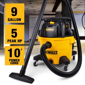 DEWALT 9 Gallon Wet/Dry Vac, 5HP Heavy-Duty Shop Vacuum, Wet/Dry Suction Blow Function 3 in 1, DXV09P