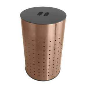 brushed copper laundry bin & hamper | 50l ventilated stainless steel clothes basket with mdf lid | life time warranty| (brushed copper)