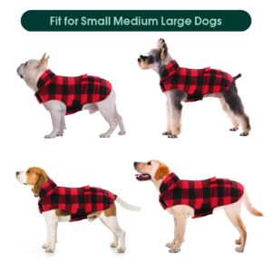 Kuoser Dog Winter Coat, Windproof Dog Fleece Jacket British Style Plaid Cold Weather Dog Vest Coats, Reversible Cozy Warm Dog Clothes Pet Apparel for Large Size Dogs XL