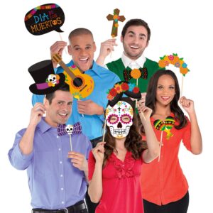 30 PCS Day of The Dead Photo Booth Props Día de Los Muertos Cinco de Mayo Sugar Skull Photo Props Marigold Flowers Decorations for Mexican Birthday Party Wedding Bachelorette Fiesta Party Supplies