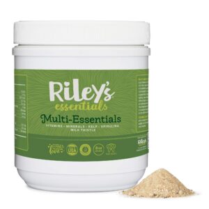 riley's multi-essentials multivitamin for dogs - vitamins, minerals, spirulina, kelp, and milk thistle for nutritional support - puppy and senior dog vitamins - 8oz powder