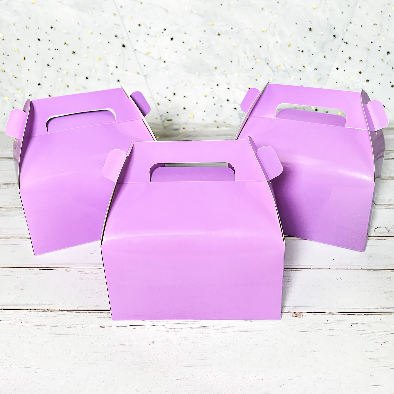 ONE MORE 25-Pack Gable Candy Purple Treat Boxes,Small Goodie Gift Boxes for Wedding and Birthday Party Favors Box 6.2 x 3.5 x 3.5 inch (Purple,25)