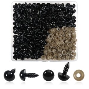 toaob 150pcs 10mm black plastic safety eyes crafts safety eyes with washers for stuffed animals amigurumis crochet bears doll making