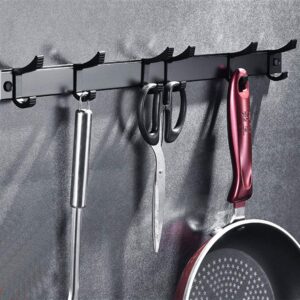 K KAREZOG Coat Rack Wall Mount,Wall Coat Rack with 6 Movable Hooks,Black Coat Rack Wall Mount 2 Pack,Wall Mounted Coat Rack for Entryway,Bathroom, Kitchen,42.5cm