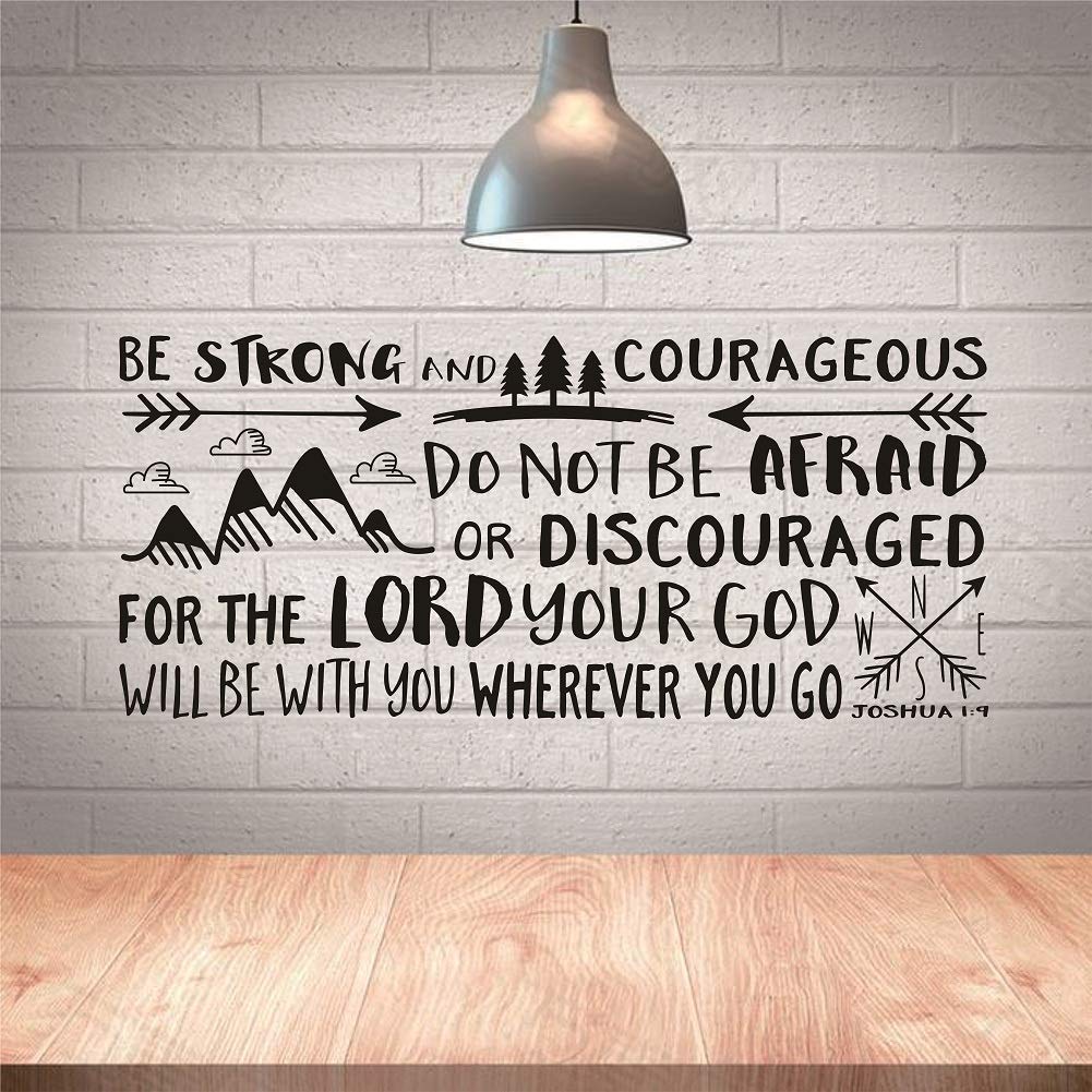 Quote of Bible Verse Joshua 1:9 Wall Sticker Vinyl Decals Be Strong and Courageous Words Boy Kids Room Home Decor Wallpapers