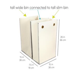 Three by Three Seattle Felt-Like-It™ Tall-Slim Connectable Bins: Stylish and Versatile Storage Solutions for Laundry and More 26” tall x 7.5” wide x 15” deep