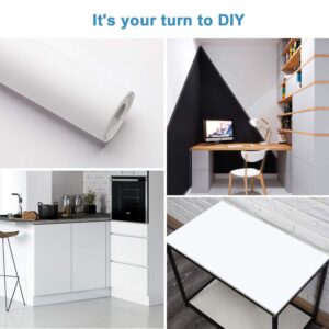 Oxdigi White Contact Paper 23.6 x 196 Inches, Peel and Stick Wallpaper for Cabinet Table Drawer Door Reform Decorative Thick Self Adhesive Removable Vinyl Film