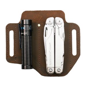 EASYANT EDC Handmade Leather Sheath Belt Loop Organizer Pouch for Flashlight/Tactical Pen