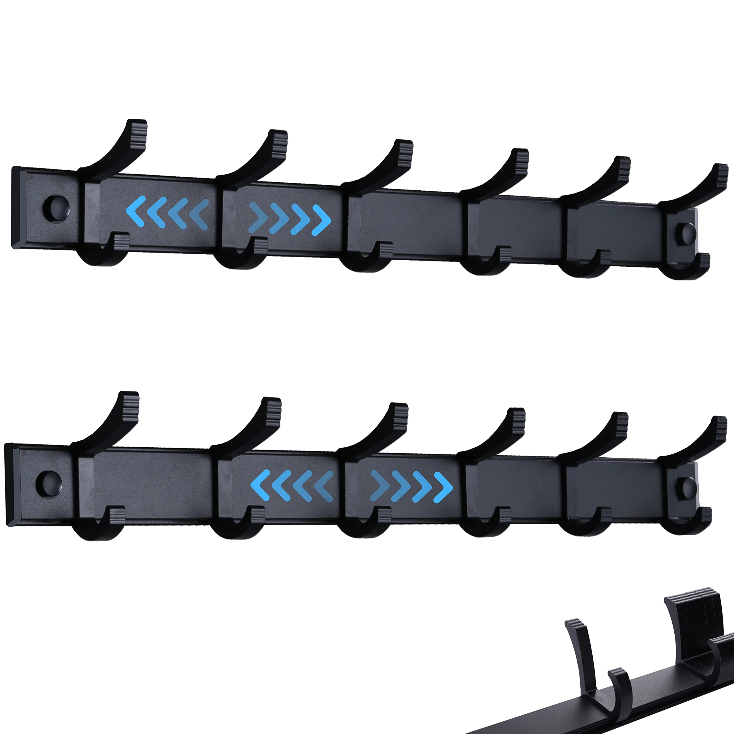 K KAREZOG Coat Rack Wall Mount,Wall Coat Rack with 6 Movable Hooks,Black Coat Rack Wall Mount 2 Pack,Wall Mounted Coat Rack for Entryway,Bathroom, Kitchen,42.5cm