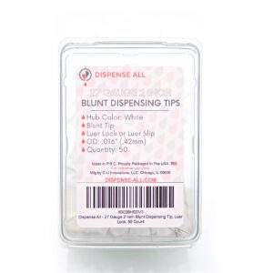 Dispense All - 27 Gauge 2 Inch Blunt Tipped Dispensing Needles, Luer Lock, 50 Count