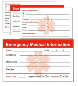 rxbc2011 emergency medical information id card pack of 5