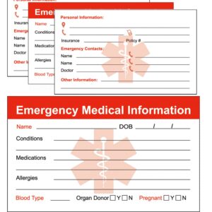 RXBC2011 Emergency Medical Information ID Card Pack of 5