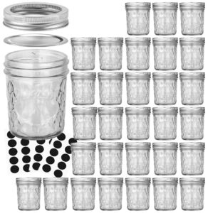 verones mason jars 6 oz, 20 pack 6oz mason jars canning jars jelly jars with lids, ideal for jam, honey, wedding favors, shower favors, extra 20 lids