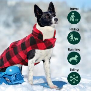 Kuoser Dog Winter Coat, Windproof Dog Fleece Jacket British Style Plaid Cold Weather Dog Vest Coats, Reversible Cozy Warm Dog Clothes Pet Apparel for Large Size Dogs XL