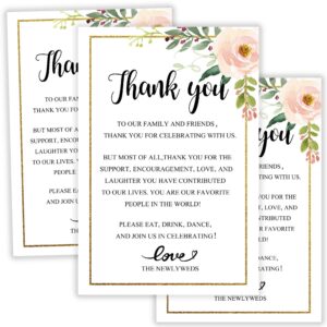 antgiftshop floral wedding thank you place setting cards, wedding favors for guests, print to add to your table centerpieces and wedding decorations, wedding table decorations, 4 x 6 inch, pack of 50