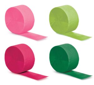 watermelon crepe paper streamers for fruit party or tropical birthday (4 pack)