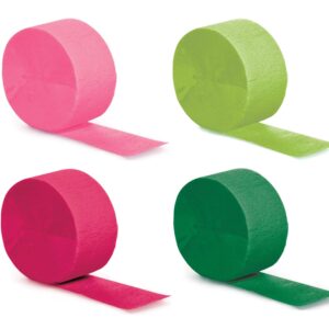 Watermelon Crepe Paper Streamers for Fruit Party or Tropical Birthday (4 Pack)