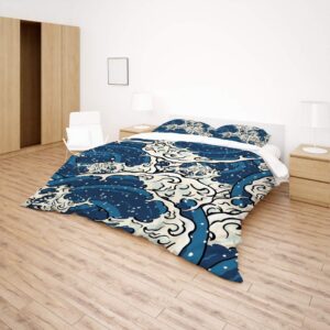 Find Sun Japanese Ocean Wave Graphic Duvet Cover Set Extra Long Twin Size Bedding Set Covers Soft Comfortable 3 Pieces 1 Duvet Cover and 2 Pillow Shams Without Comforter