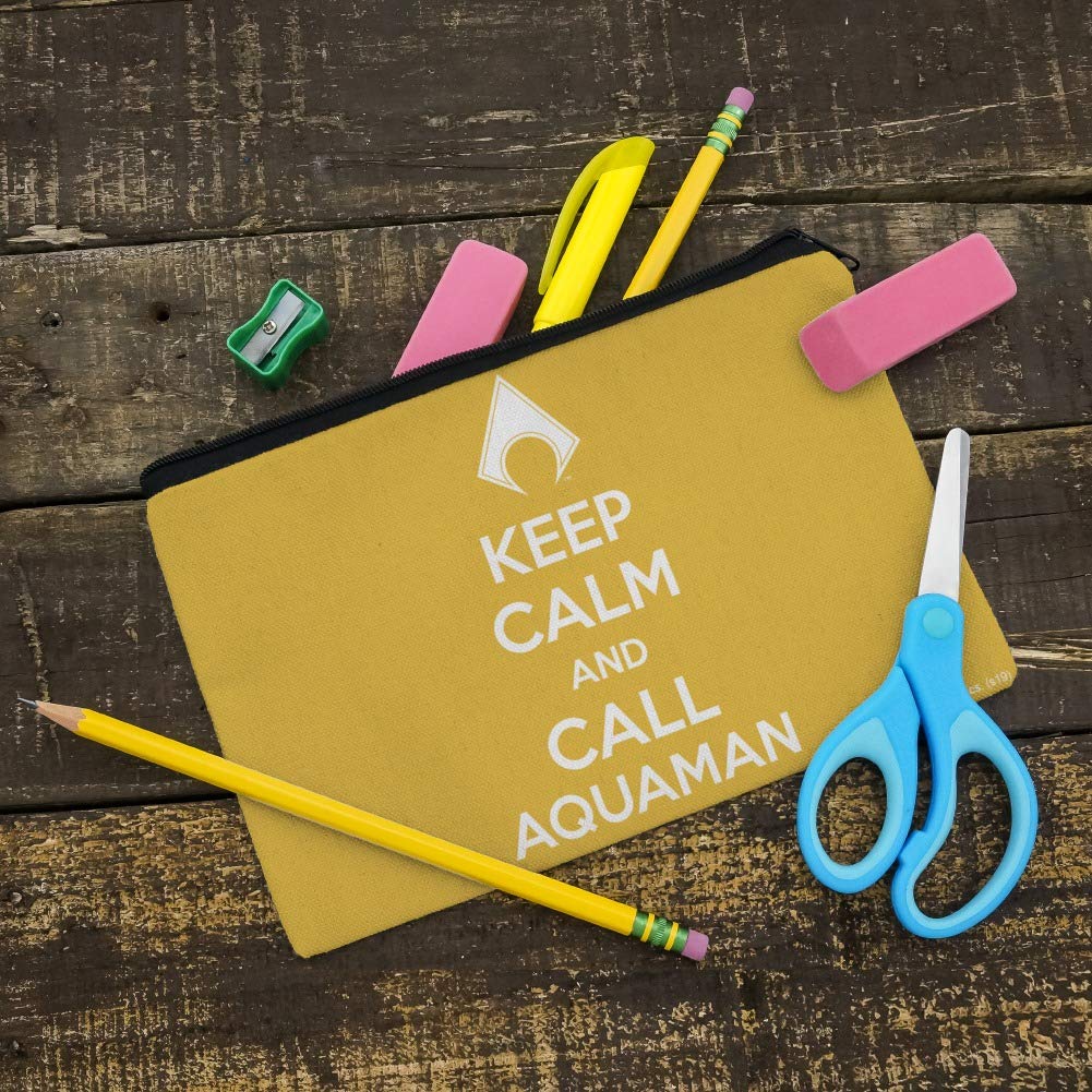 Aquaman Keep Calm and Call Pencil Pen Organizer Zipper Pouch Case