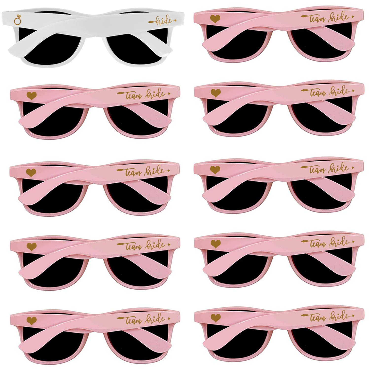 NewShun Bachelorette Party Sunglasses 10 PCS for Bridal Shower & Weddings Favors (Pink)