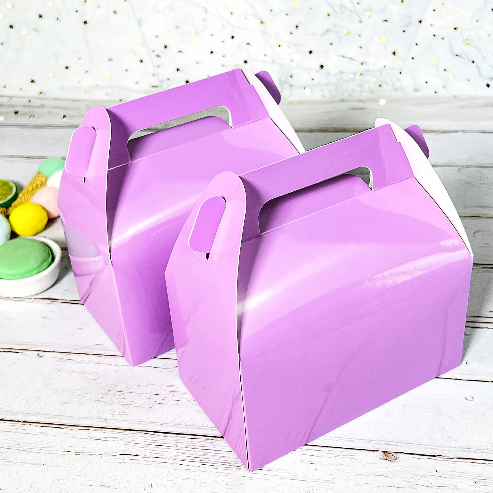 ONE MORE 25-Pack Gable Candy Purple Treat Boxes,Small Goodie Gift Boxes for Wedding and Birthday Party Favors Box 6.2 x 3.5 x 3.5 inch (Purple,25)