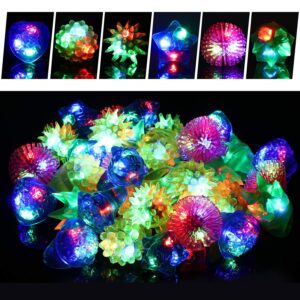 36 Pack LED Glow Rings Halloween Party Favors for Kids - Flashing Rings Glow in The Dark Party Supplies, LED Light Up Rings and Goody Bags