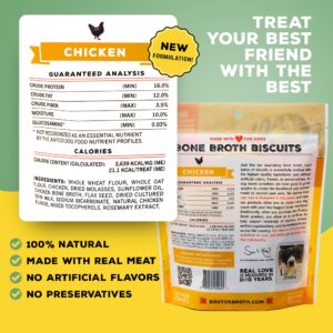 Brutus Bone Broth Biscuits (Chicken) - Healthy Dog Treats - Natural Dog Biscuits with Dog Bone Broth and Real Chicken Meat - 18 Grams of Protein - 8 OZ (Pack of 2)