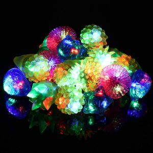 36 Pack LED Glow Rings Halloween Party Favors for Kids - Flashing Rings Glow in The Dark Party Supplies, LED Light Up Rings and Goody Bags