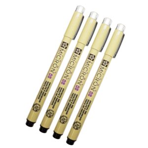 sakura pigma micron 08 black pen 0.5mm line width pack of 4 (08)