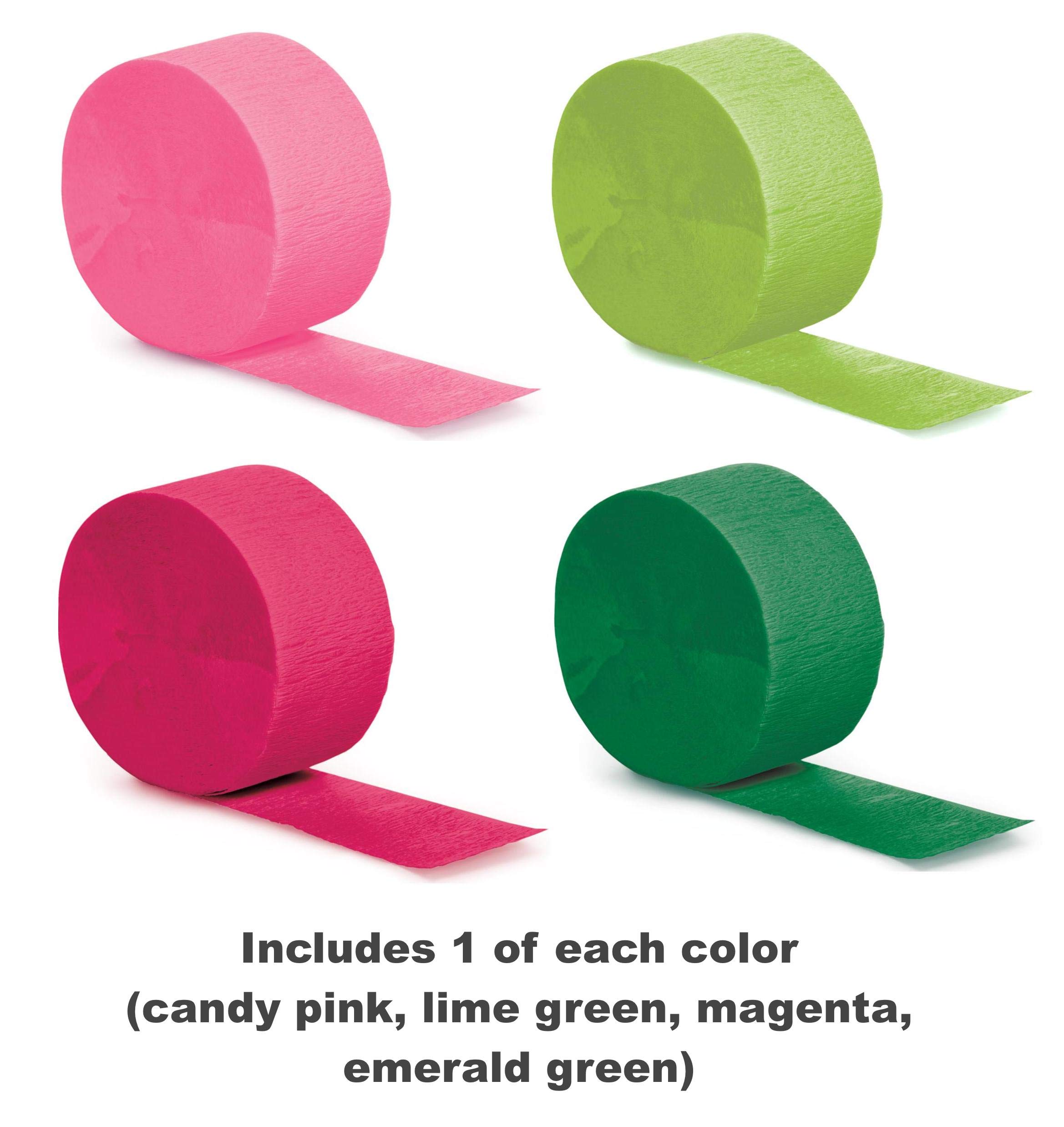 Watermelon Crepe Paper Streamers for Fruit Party or Tropical Birthday (4 Pack)