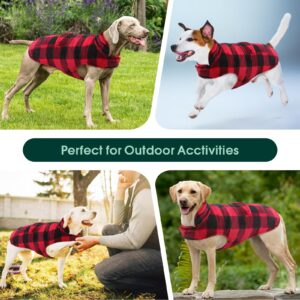 Kuoser Dog Winter Coat, Windproof Dog Fleece Jacket British Style Plaid Cold Weather Dog Vest Coats, Reversible Cozy Warm Dog Clothes Pet Apparel for Large Size Dogs XL