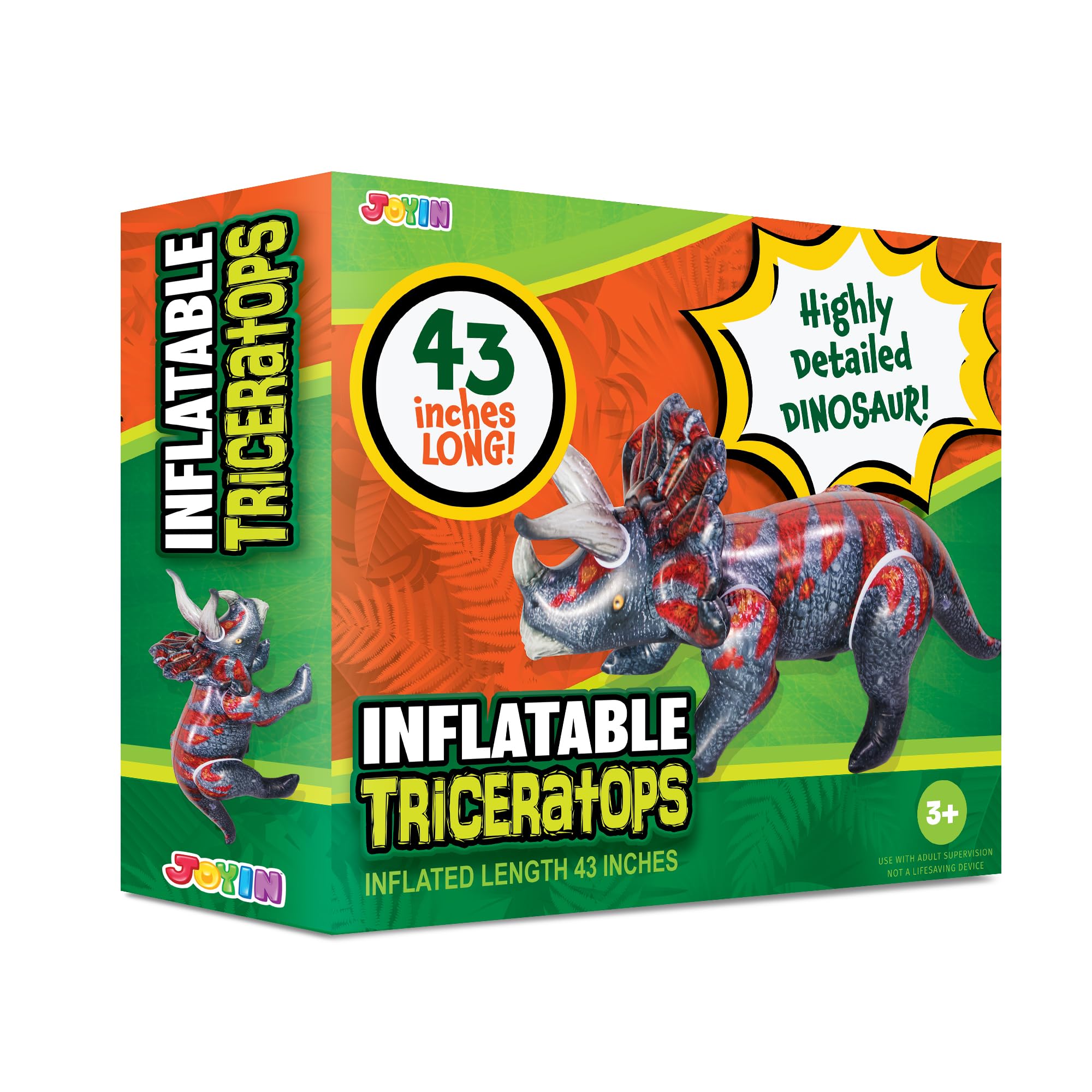 JOYIN 43" Triceratops Inflatable Dinosaur Toy for Party Decorations, Birthday Party Gift for Kids and Adults