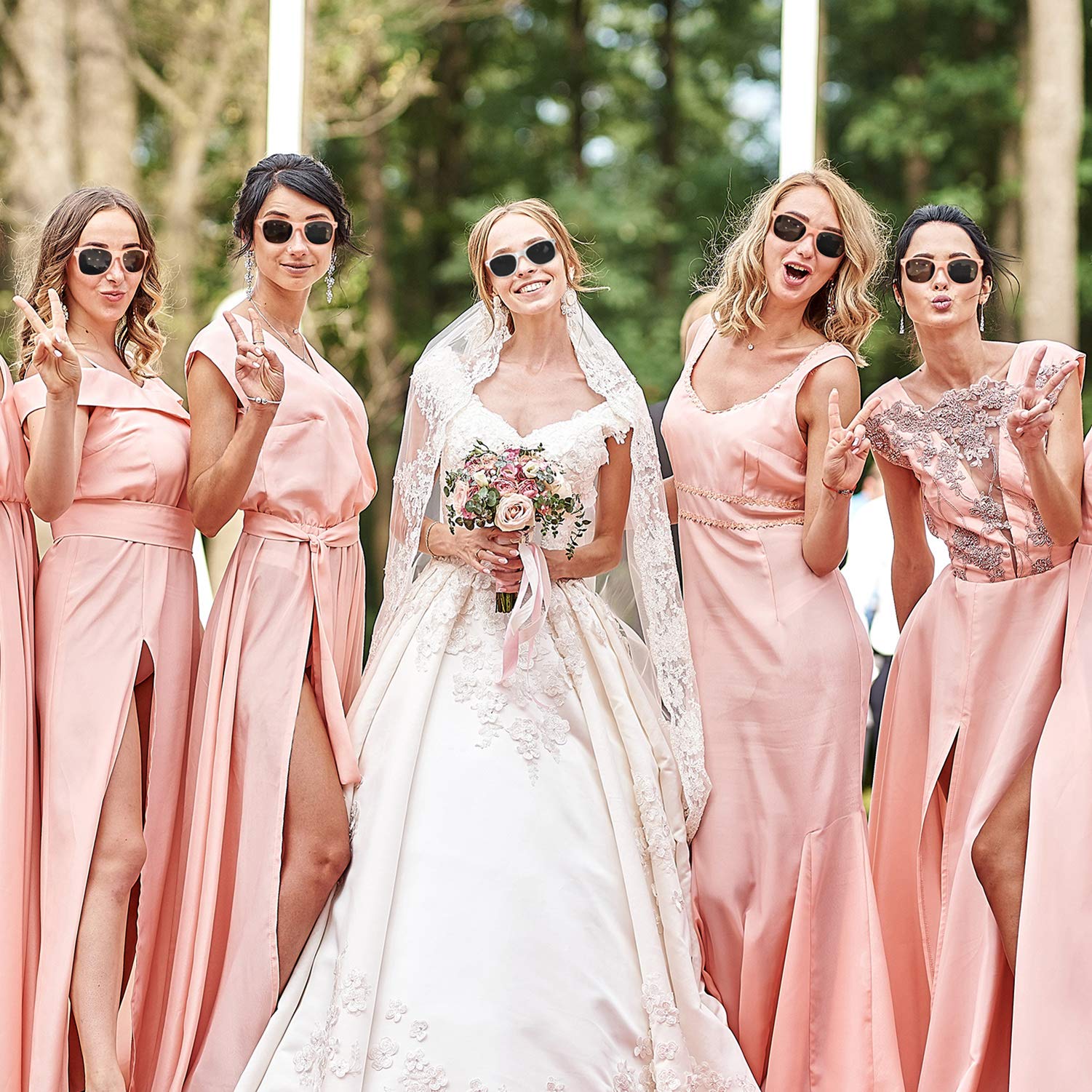 NewShun Bachelorette Party Sunglasses 10 PCS for Bridal Shower & Weddings Favors (Pink)