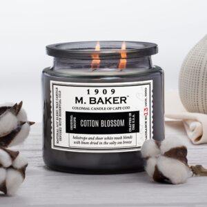 Colonial Candle Cotton Blossom Scented Jar Candle | 2-Wick Natural Soy Blend Wax Candle for Home | Relaxing Aromatherapy Candle Infused with Essential Oils | M. Baker Apothecary Glass Jar Candle