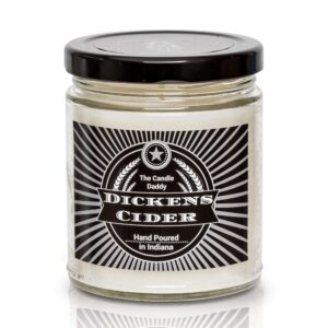 dickens cider- funny apple bourbon cider scented jar candle fall- 6 ounce- 40 hour burn