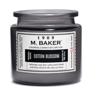 Colonial Candle Cotton Blossom Scented Jar Candle | 2-Wick Natural Soy Blend Wax Candle for Home | Relaxing Aromatherapy Candle Infused with Essential Oils | M. Baker Apothecary Glass Jar Candle